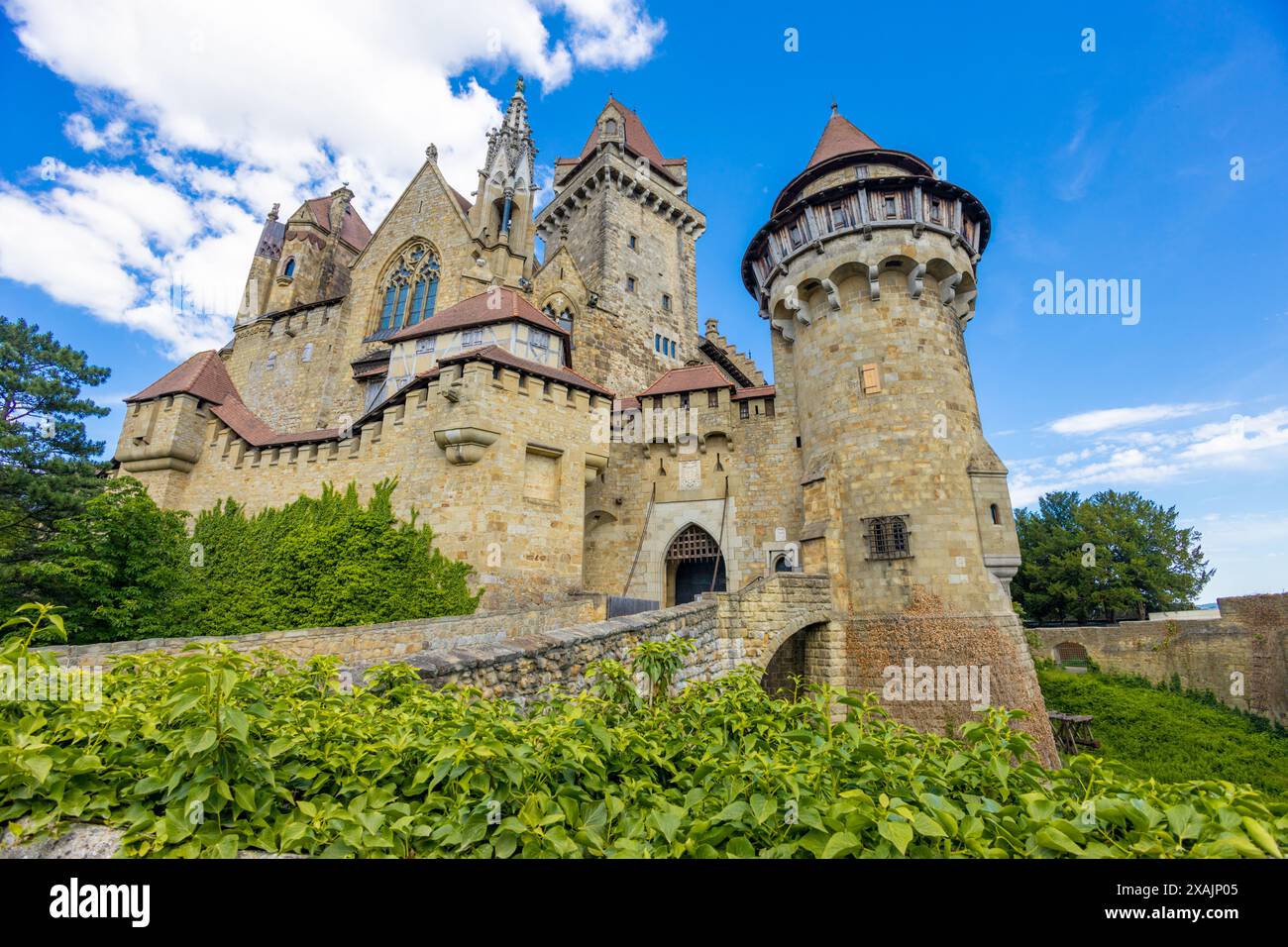 Castle Burg Kreuzenstein in Austria, Vienna. Old ancient medieval ...