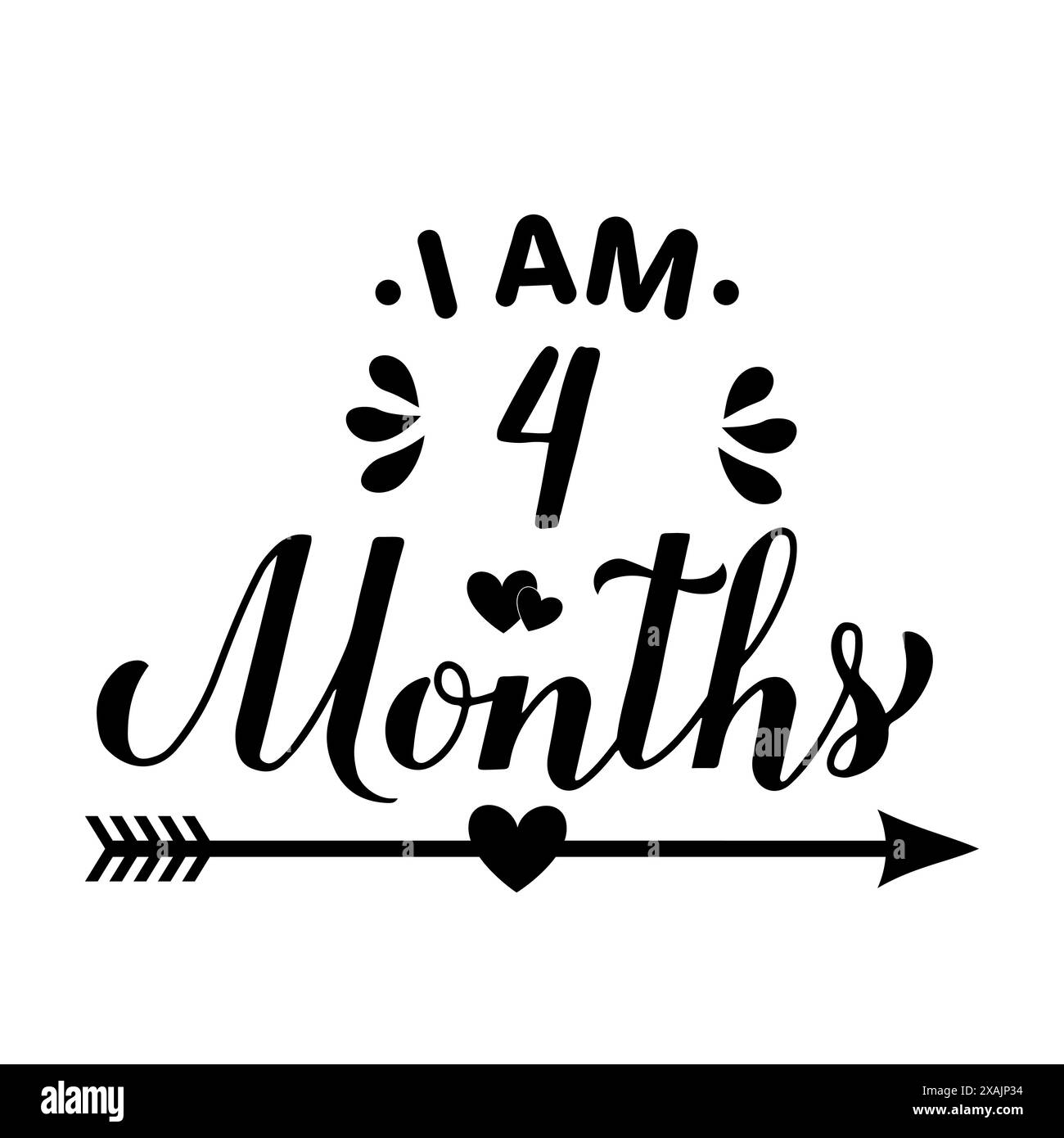 I am 4 Month lettering. Baby milestone card design. Vector template for ...