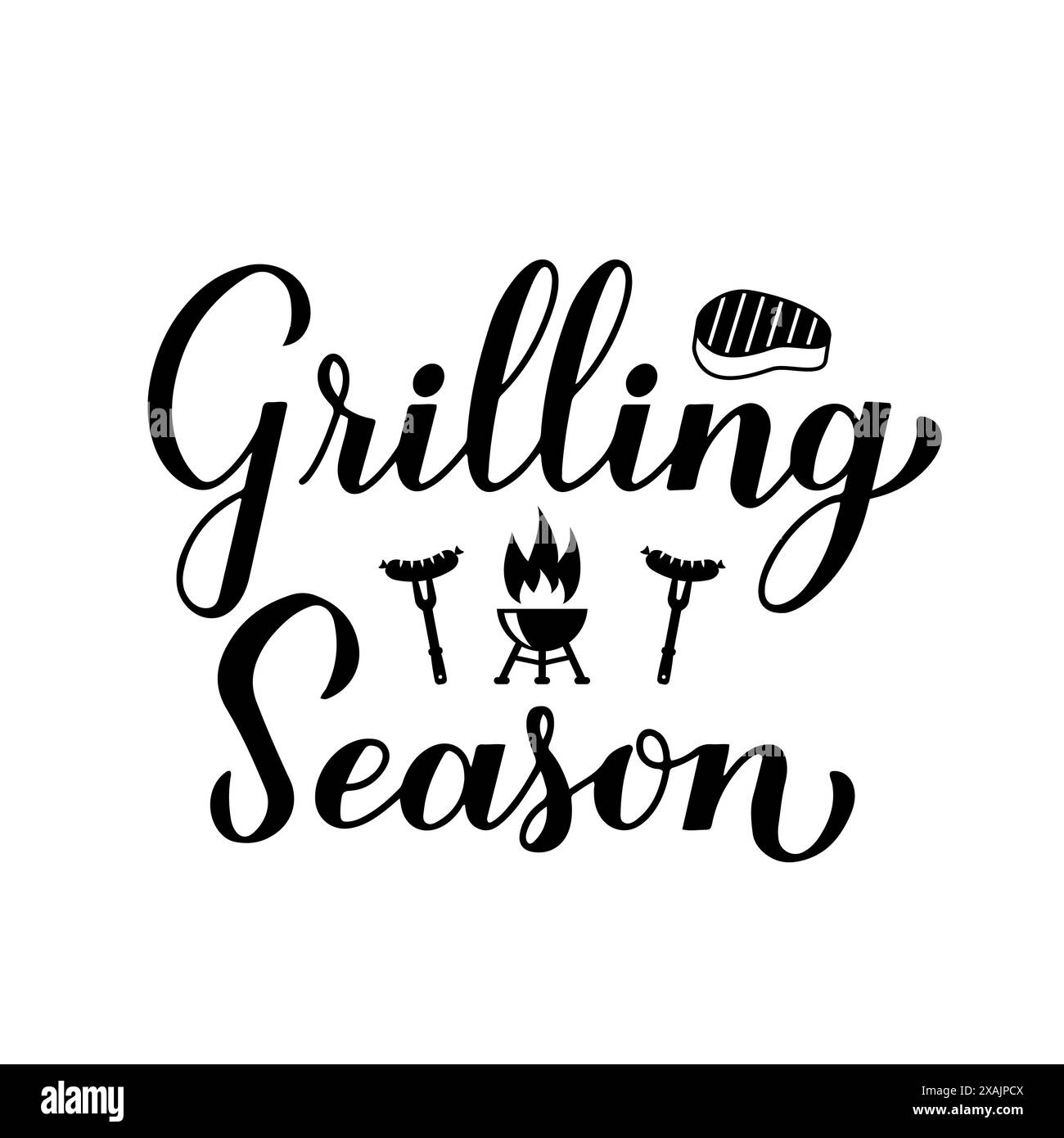 Grilling season calligraphy hand lettering isolated on white. Funny ...