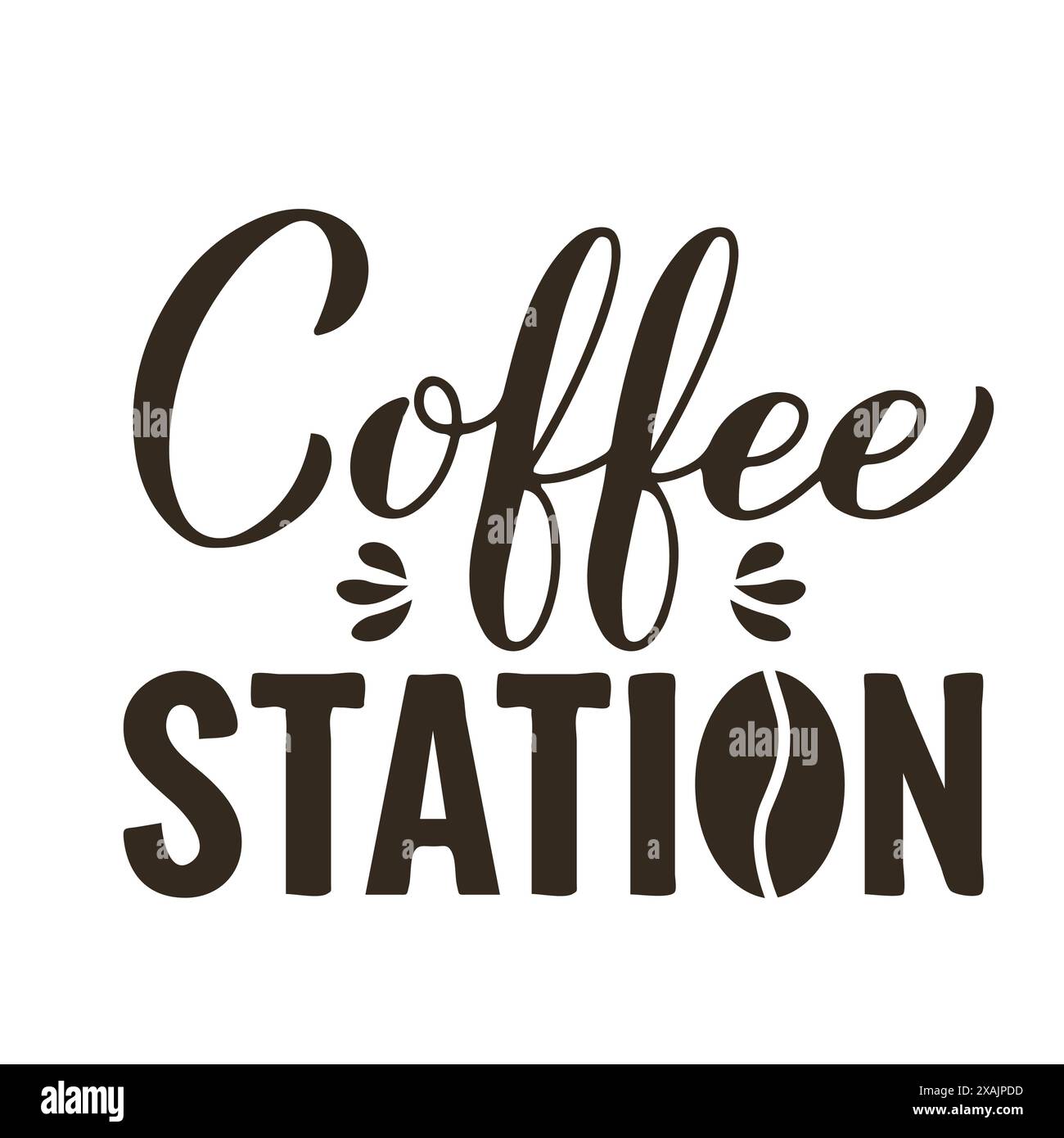 Coffee station calligraphy hand lettering. Coffee bar sign. Vector ...