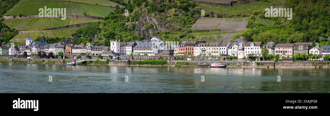 Panorama of Kaub on the Middle Rhine, a dream landscape and pure Rhine ...