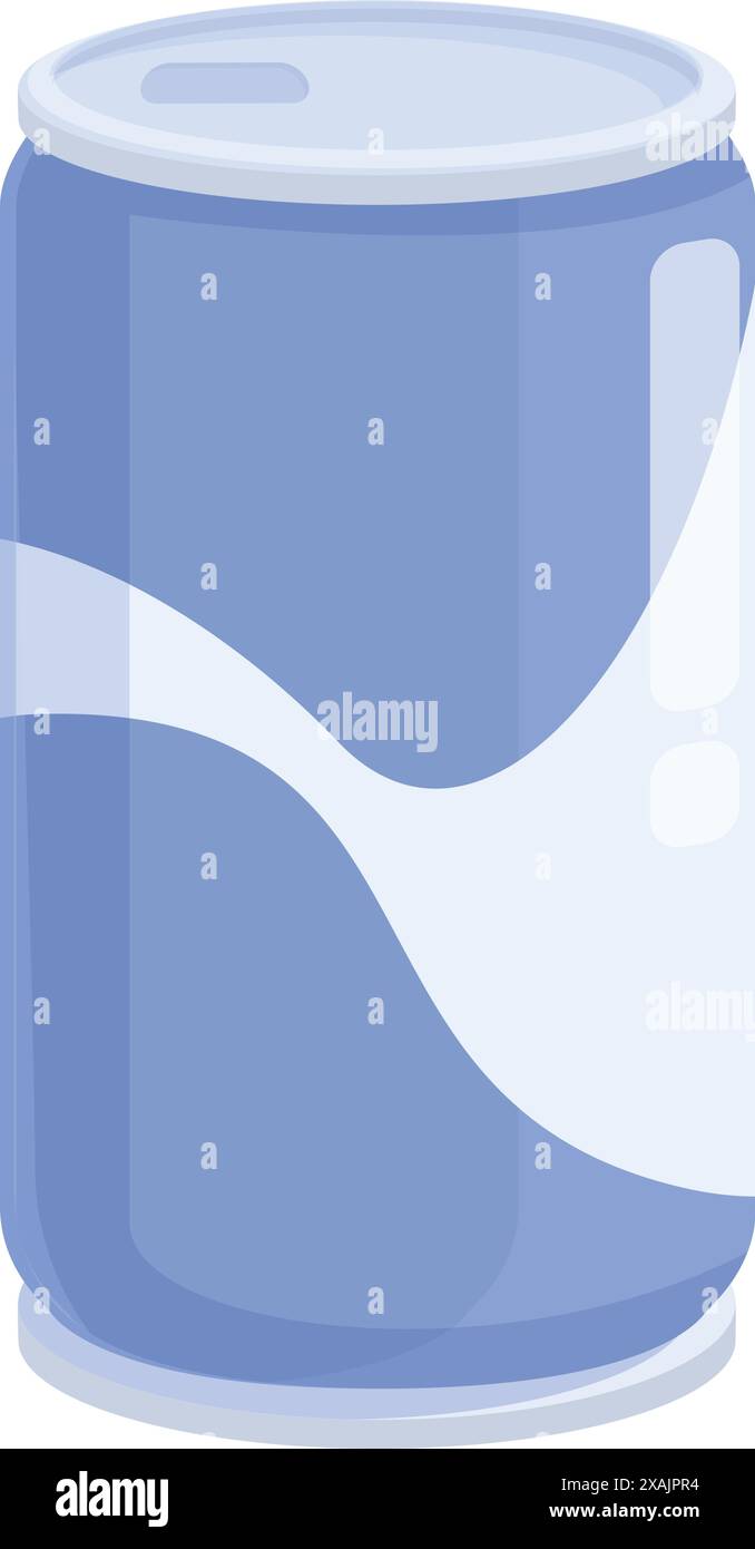 Aluminum can with blue label is standing on white background, packaging ...