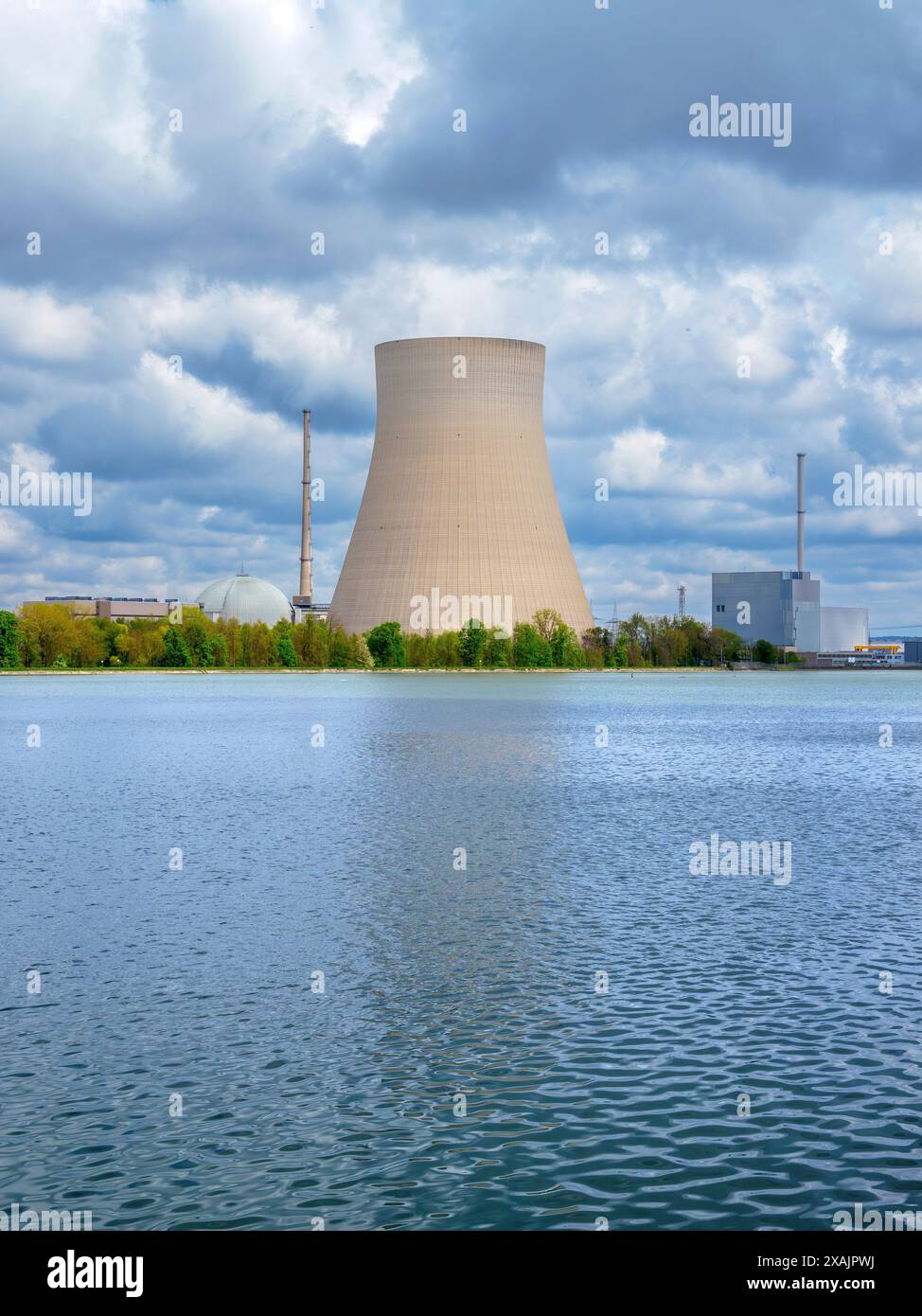 The decommissioned nuclear power plant, AKW Isar 2 on the Isar near Landshut, Bavaria, Germany ...