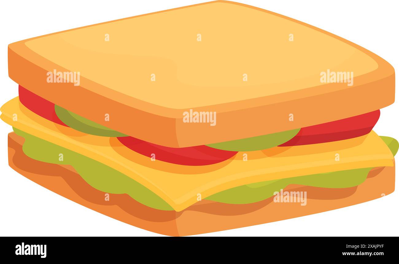 Simple cartoon illustration of a sandwich with cheese, lettuce and ... Simple cartoon illustration of a sandwich with cheese, lettuce and ...