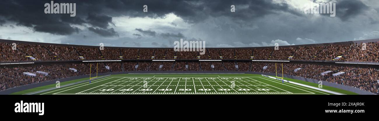 Panoramic view of empty football stadium with excited fans, ready for ...