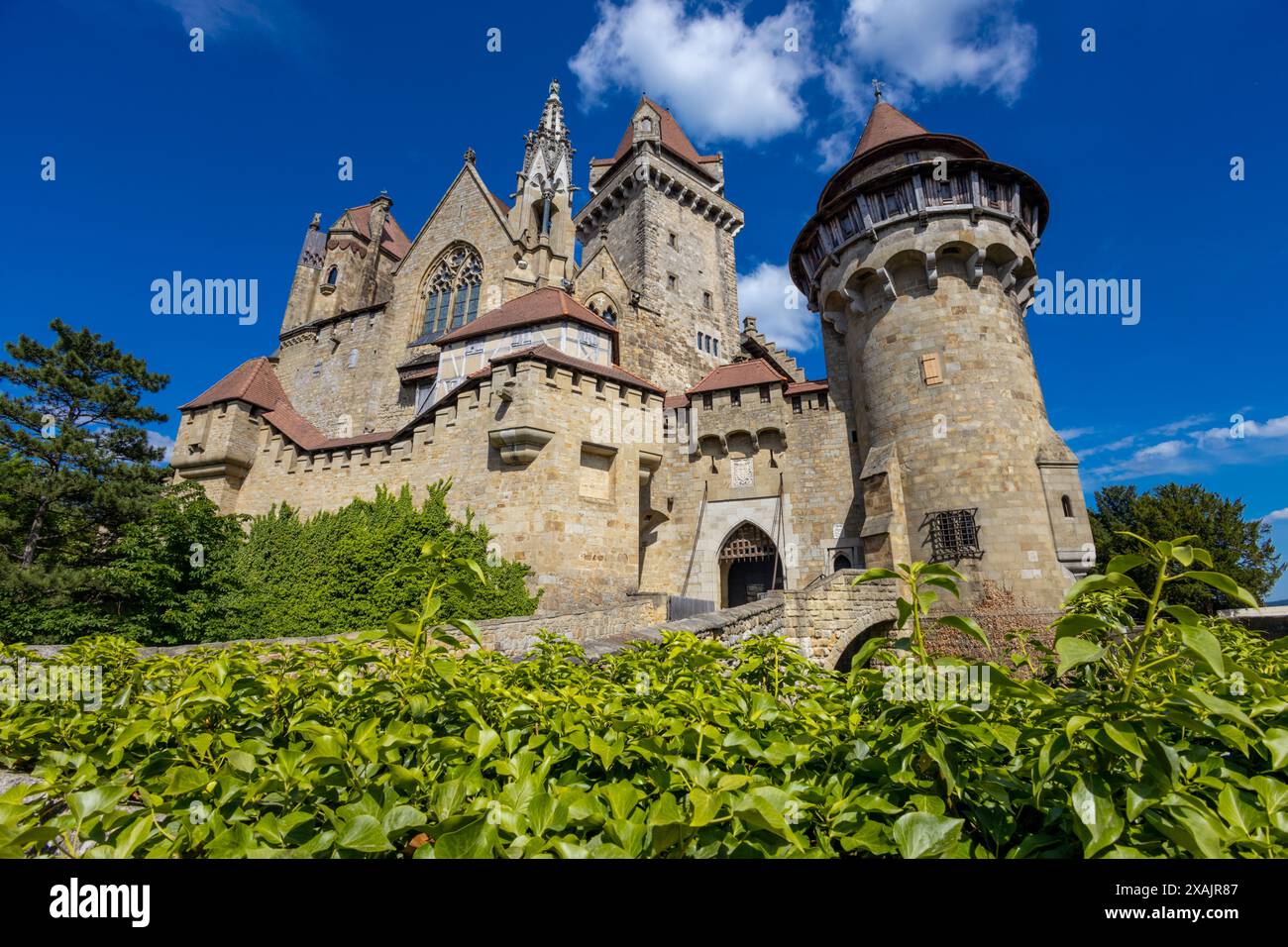Castle Burg Kreuzenstein in Austria, Vienna. Old ancient medieval ...