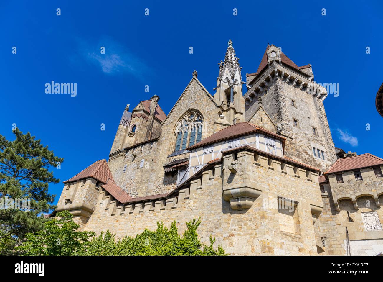 Castle Burg Kreuzenstein in Austria, Vienna. Old ancient medieval ...