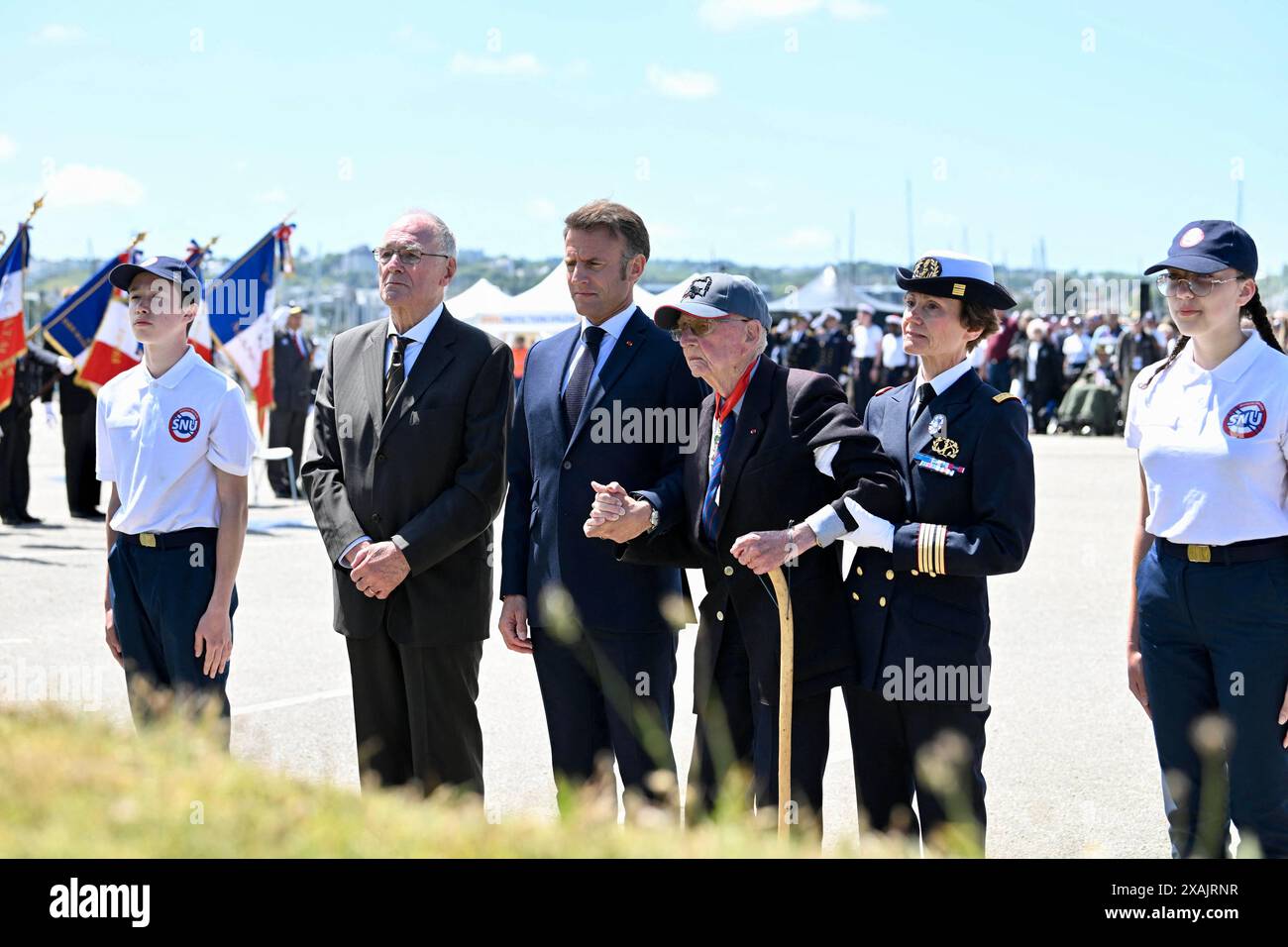 French president Emmanuel Macron at the Commemoration Voie de la ...
