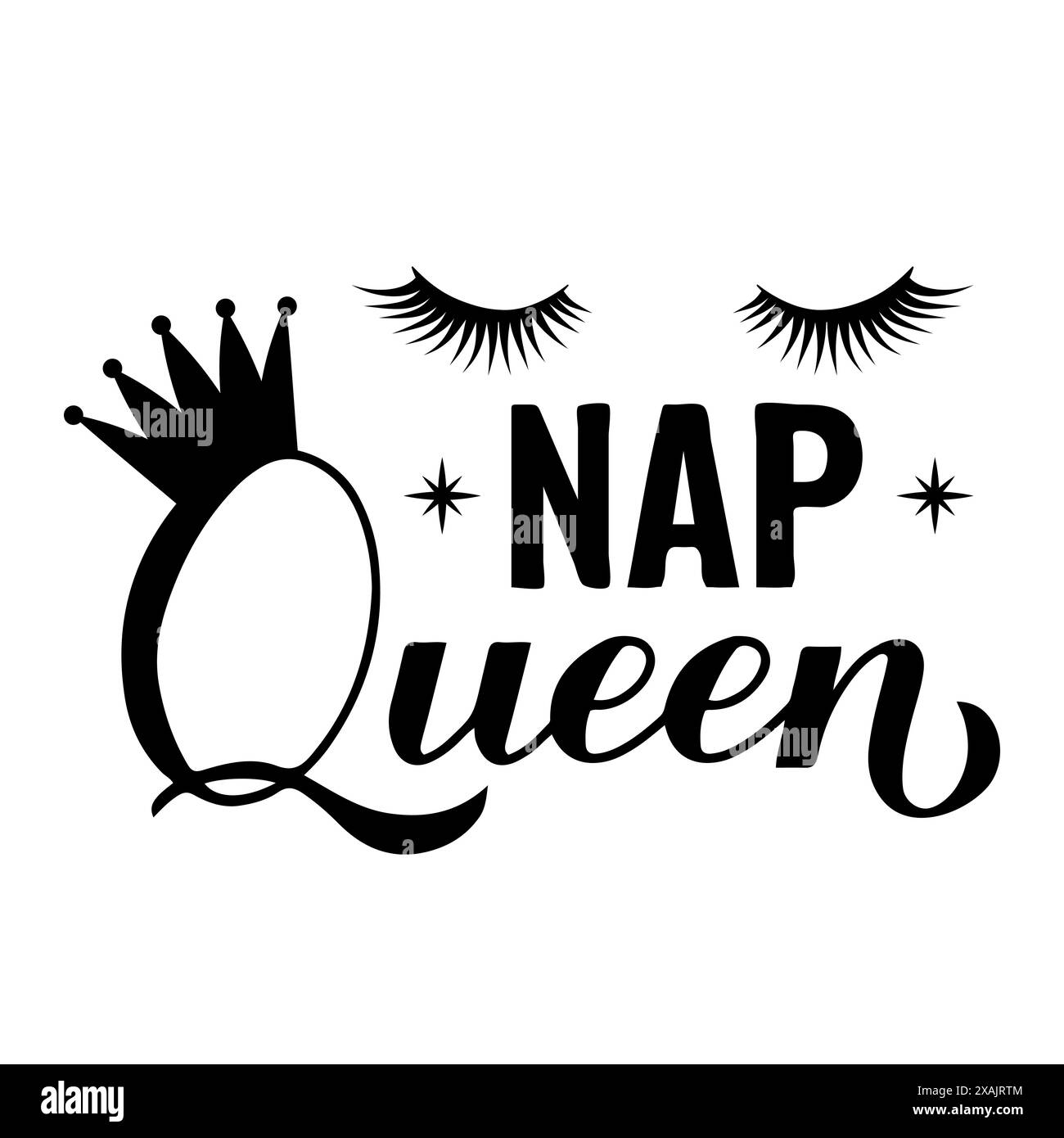 Nap Queen calligraphy lettering. Funny quote for girl typography poster ...