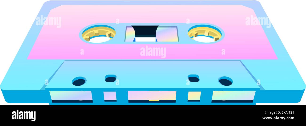 Retro music tape cassette in holographic colors, from 80s to 00s or y2k ...