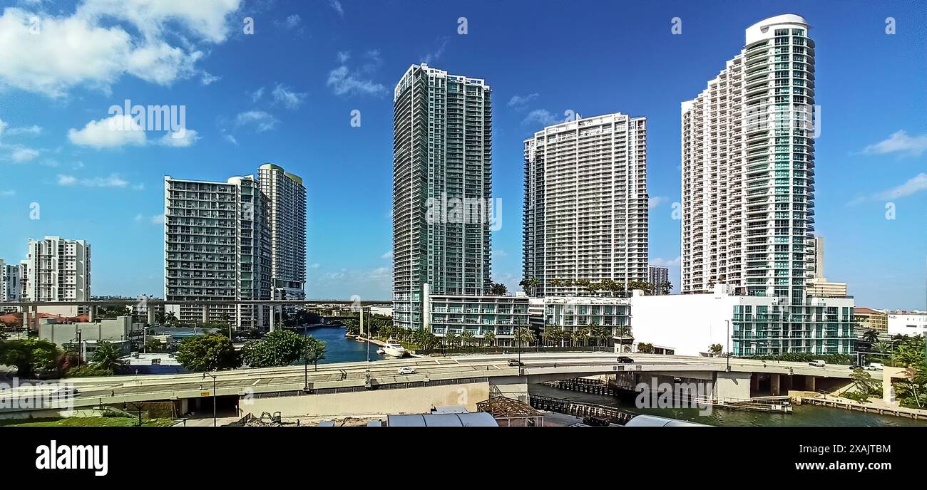 New Development Buildings, Miami River, Miami, Florida, USA Stock Photo ...
