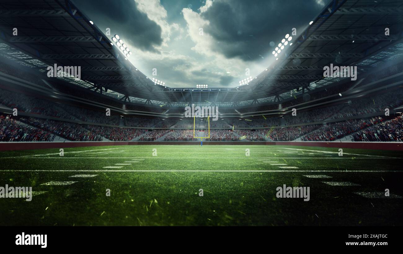 Dynamic Stadium Scene. Large, modern stadium filled with enthusiastic ...