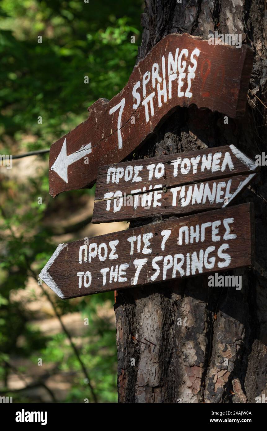 Signs with arrows in different directions and inscriptions with the ...