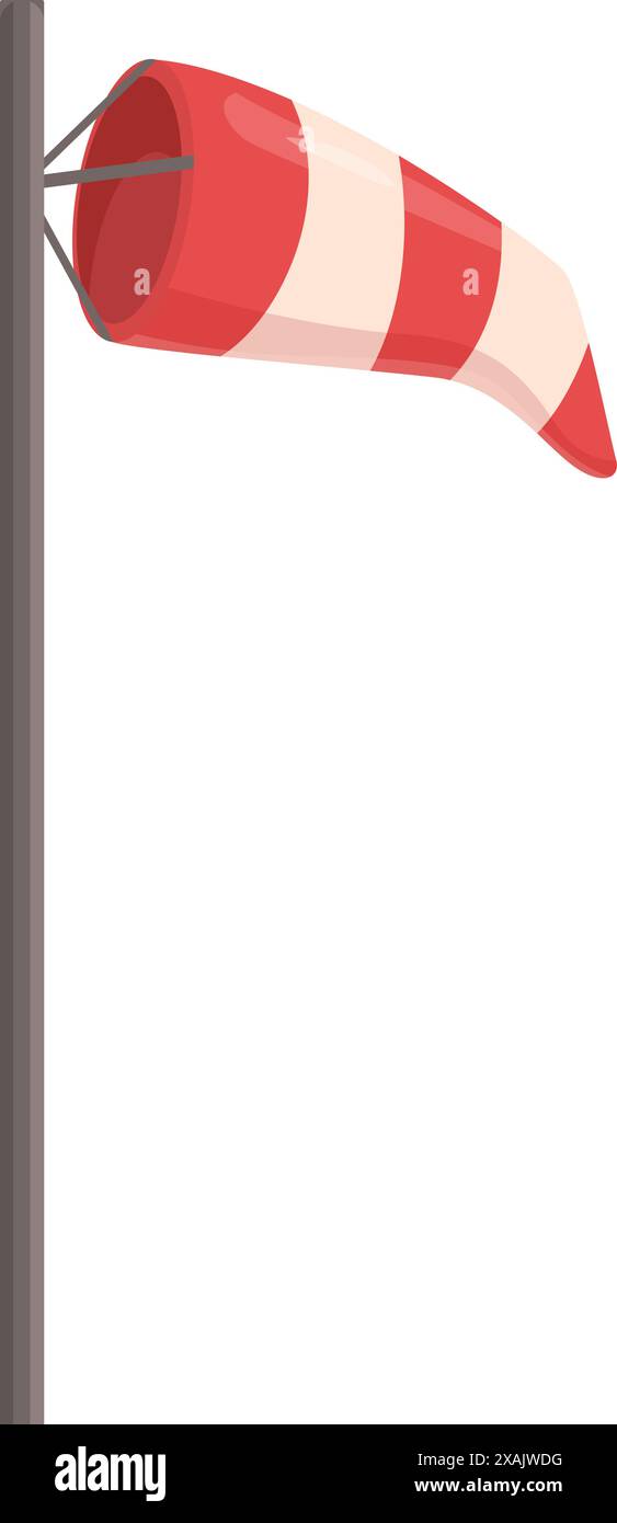 Simple illustration of a windsock blowing in the wind, indicating wind ...