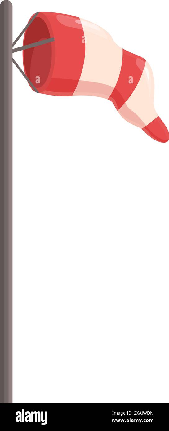 Red and white windsock indicating wind direction and strength Stock ...