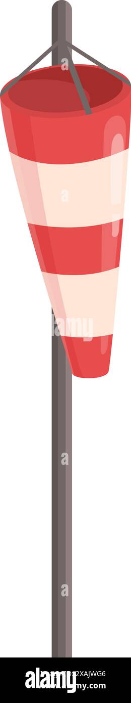 Red and white striped windsock hanging on a pole indicating wind ...