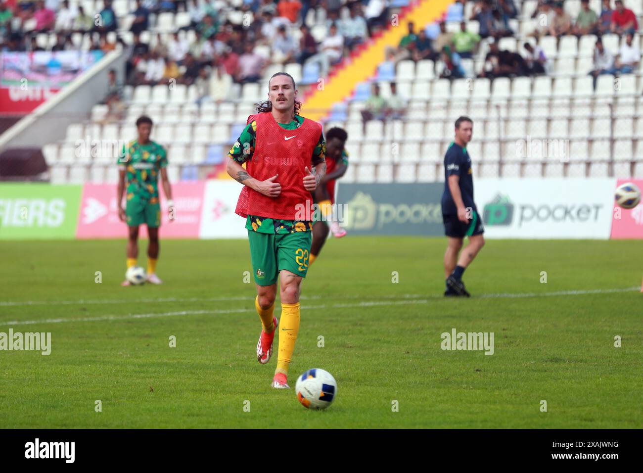 Jackson Irvine practicing before their second leg match of the FIFA ...