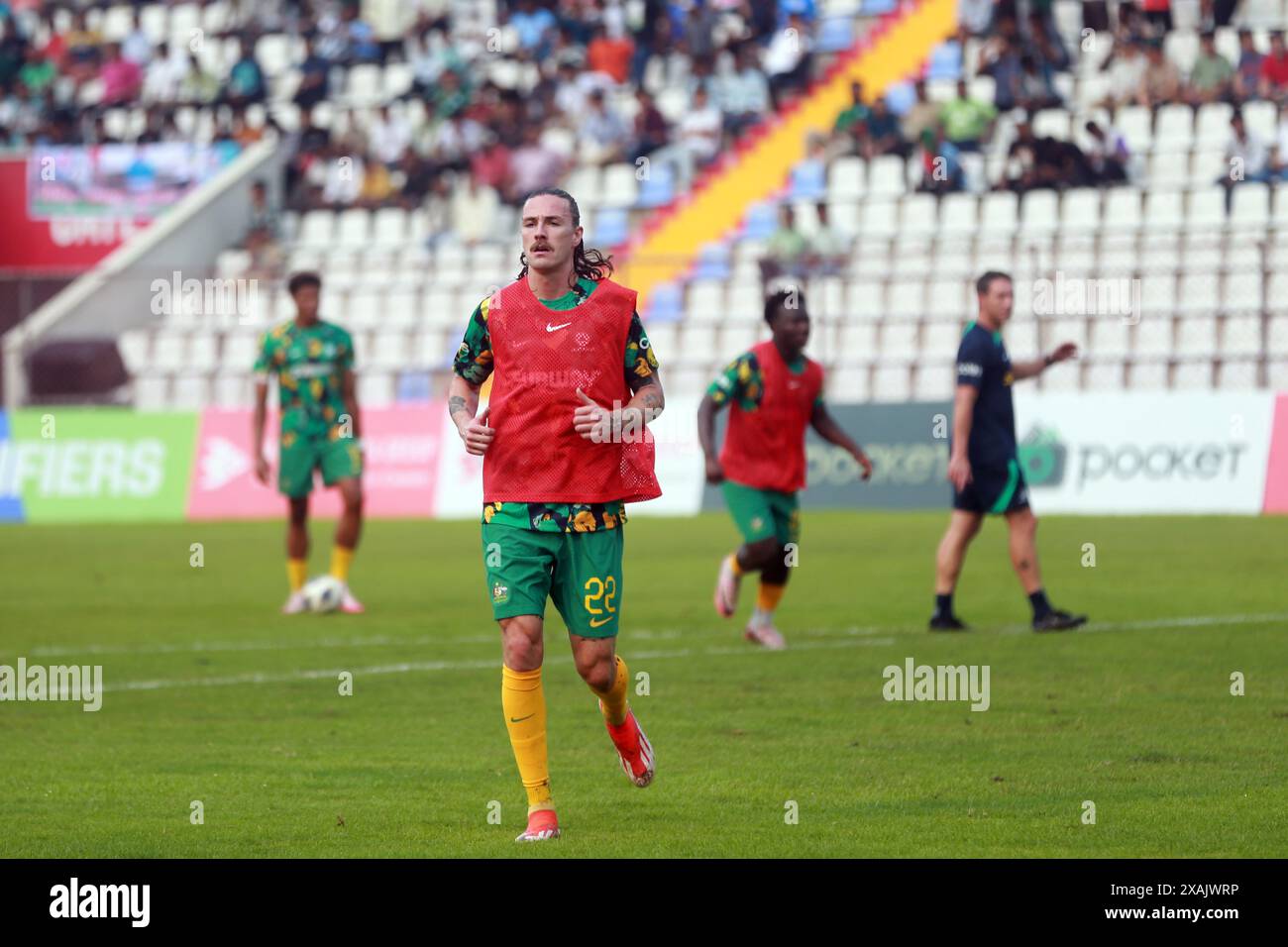 Jackson Irvine practicing before their second leg match of the FIFA ...