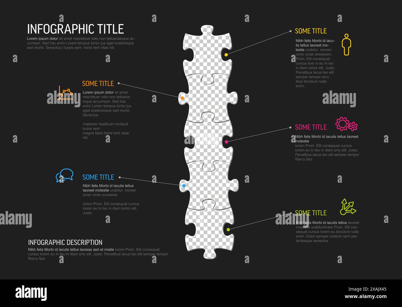 Multipurpose Simple infographic with five puzzle elements as photo ...