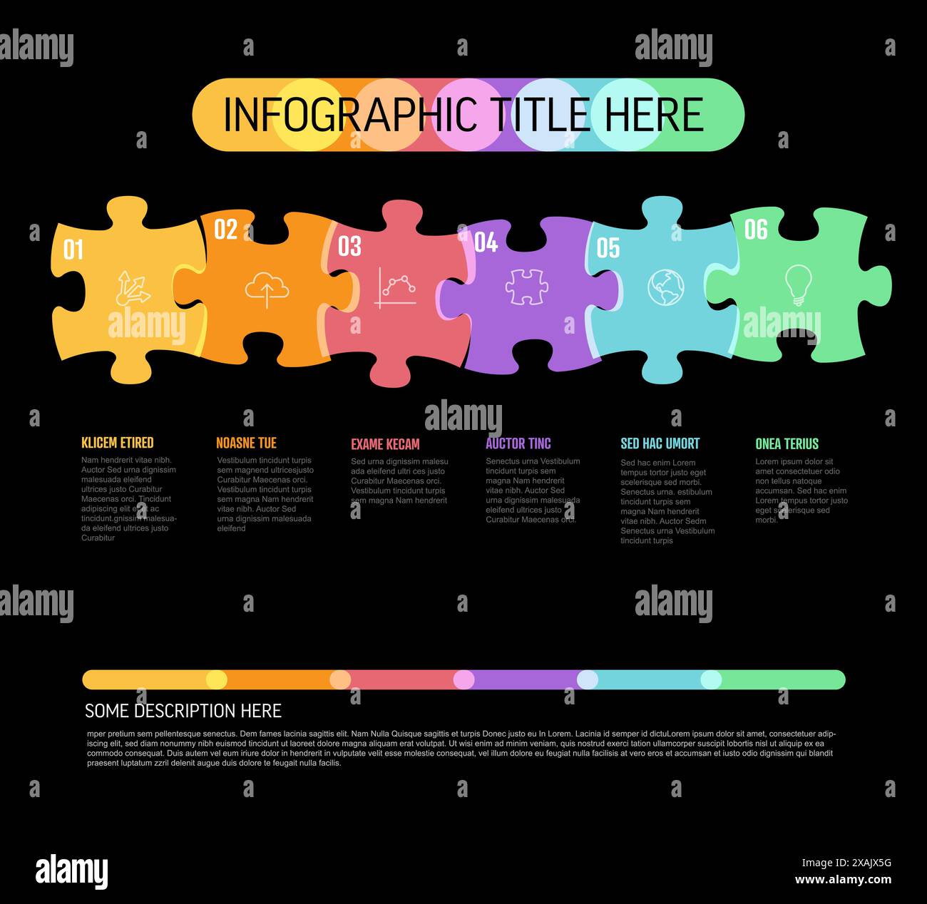 Six steps multipurpose infographic template with puzzle jigsaw pieces ...