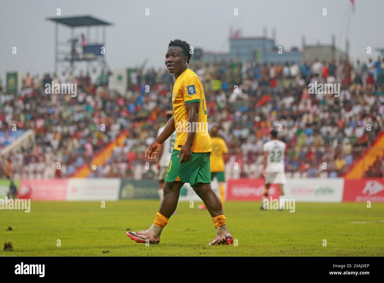 Australia forward Nestory Irankunda during their second leg match of ...