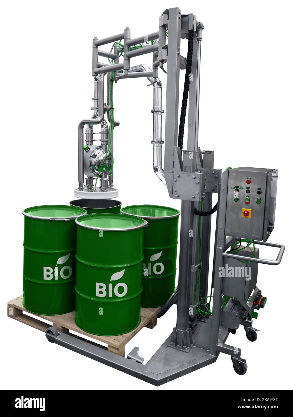 Pump for unloading biofuel to drums. Concept Stock Photo - Alamy