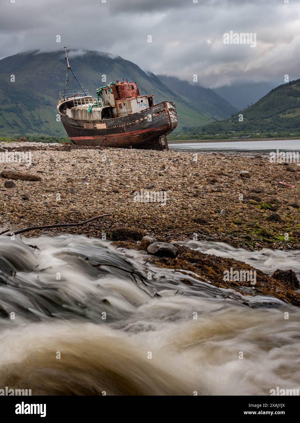 Corpach shipwreck stranded on shore near Fort William, between ...