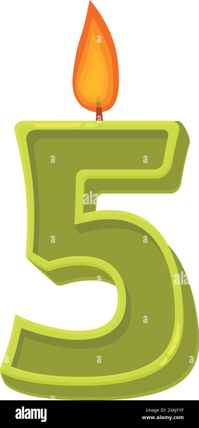 Green number five candle burning brightly hi-res stock photography and ...