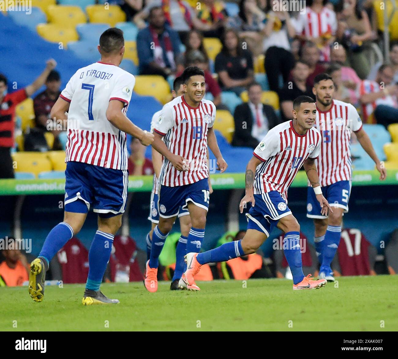 Rio de Janeiro-Brazil, July 24, 2021 Copa America football. Paraguay ...