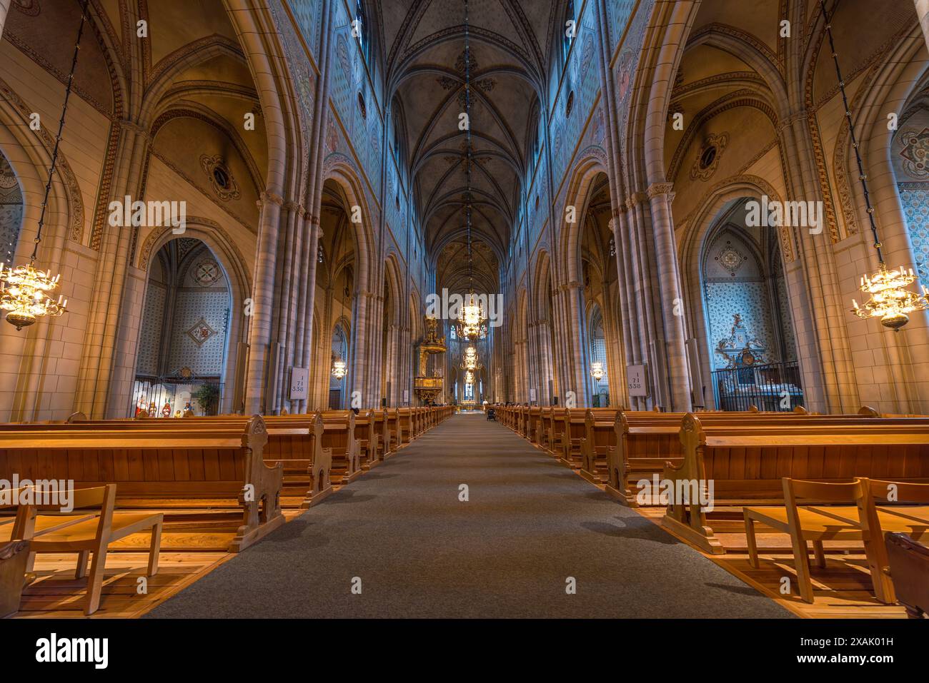 Interior, nave of Uppsala Cathedral. The Gothic cathedral, consecrated ...