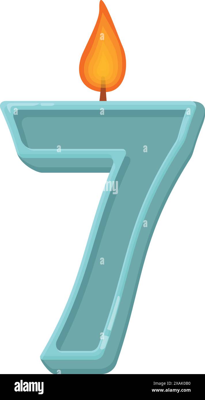 Blue number seven candle is burning brightly hi-res stock photography ...