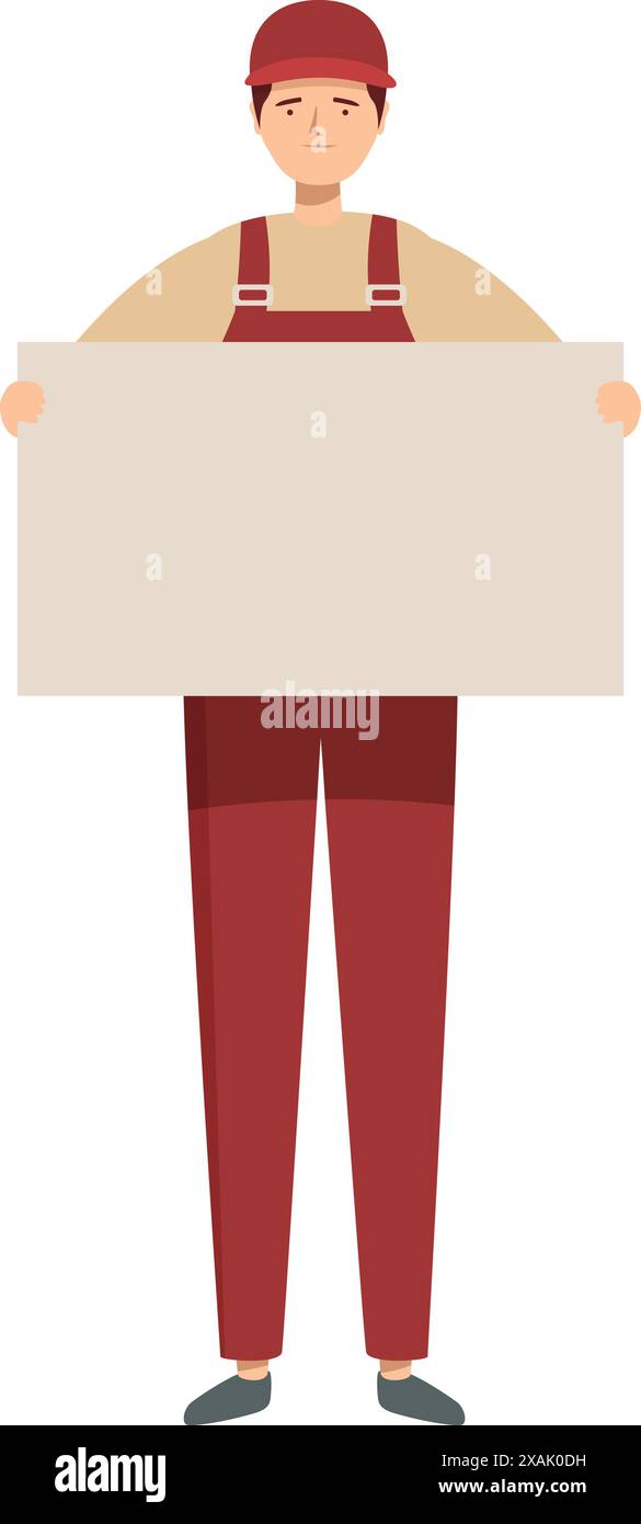 Delivery man holding a blank sign board, perfect for showcasing your ...