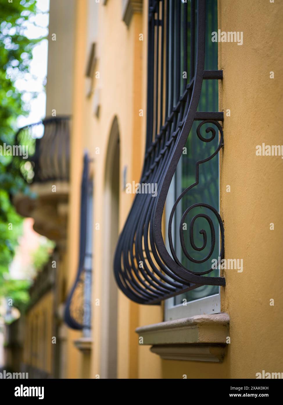 Italy, Bologna, window grille, architectural detail Stock Photo - Alamy