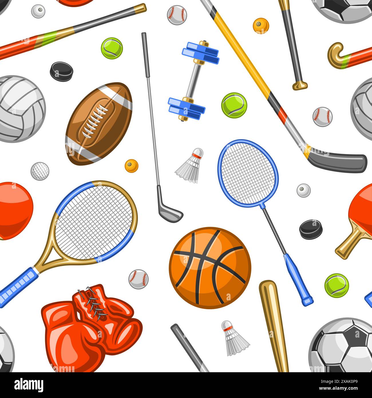 Vector Sports Seamless Pattern, decorative background with many cut out ...