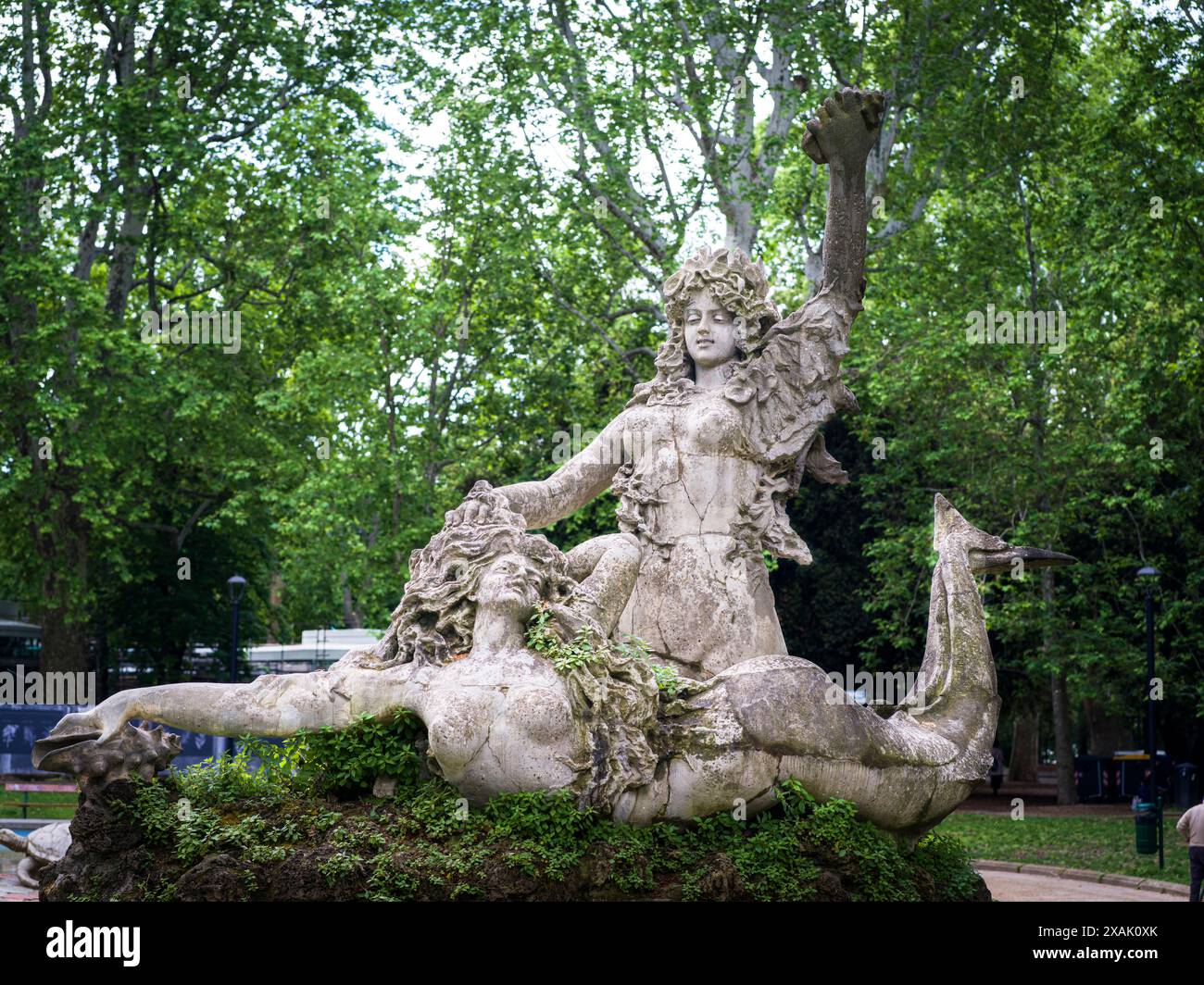Italy, Bologna, Parco della Montagnola, statue of mermaids Stock Photo ...