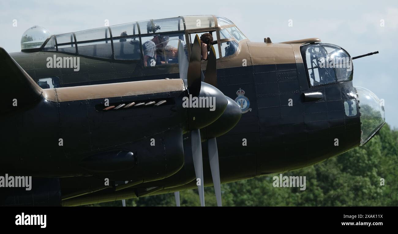 British Avro Lancaster heavy four engine bomber taxying at east Kirkby ...