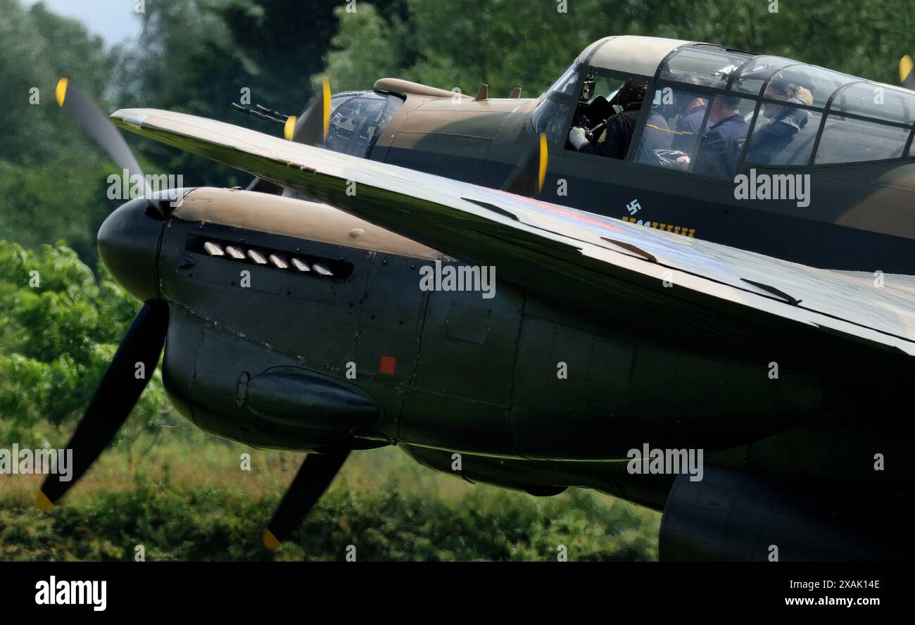 British Avro Lancaster heavy four engine bomber taxying at east Kirkby ...