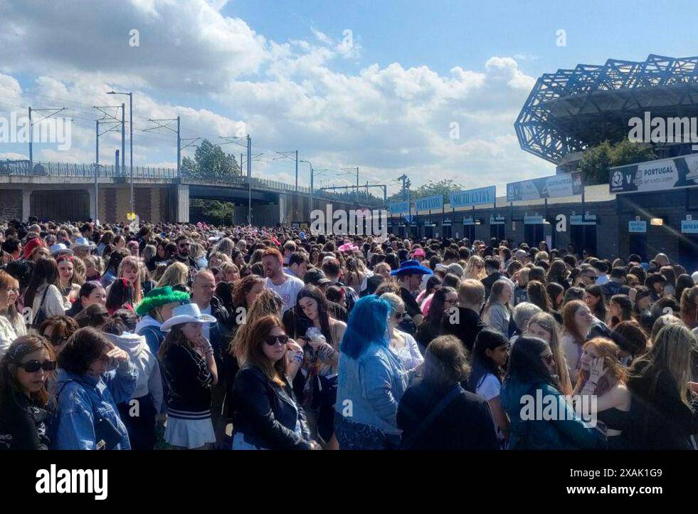 Fans wait to enter Murrayfield Stadium in Edinburgh, ahead of the first ...