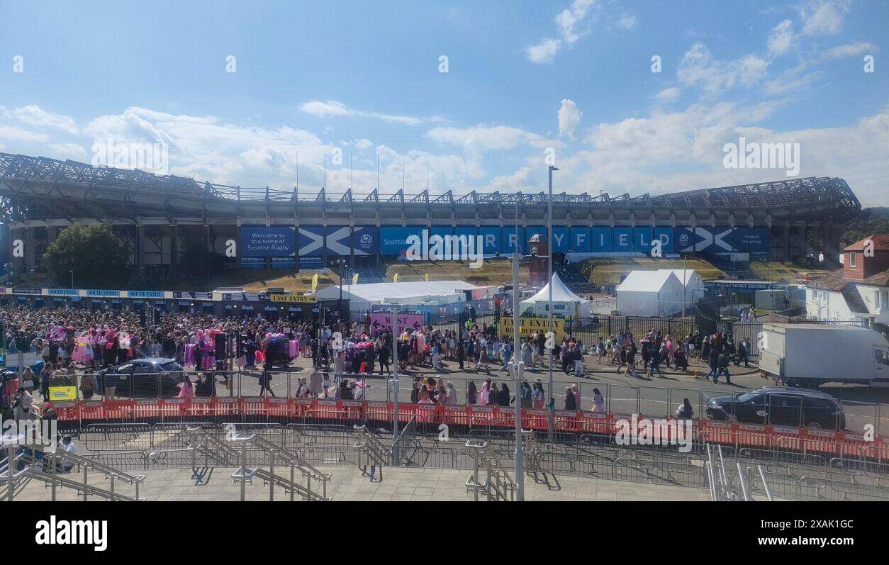 Fans wait to enter Murrayfield Stadium in Edinburgh, ahead of the first ...