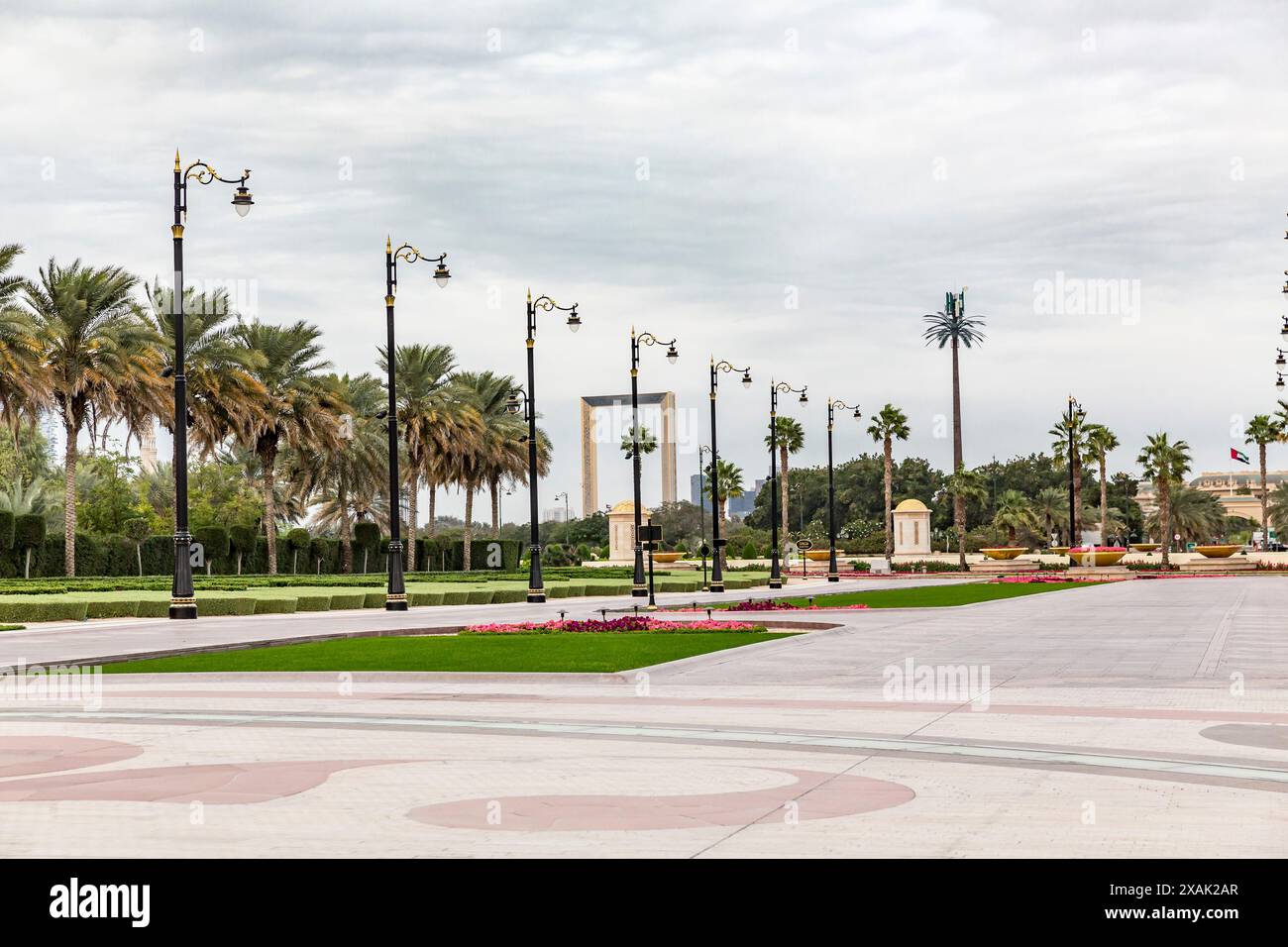 View of The Frame, park near Zabeel Palace, Dubai, United Arab Emirates ...