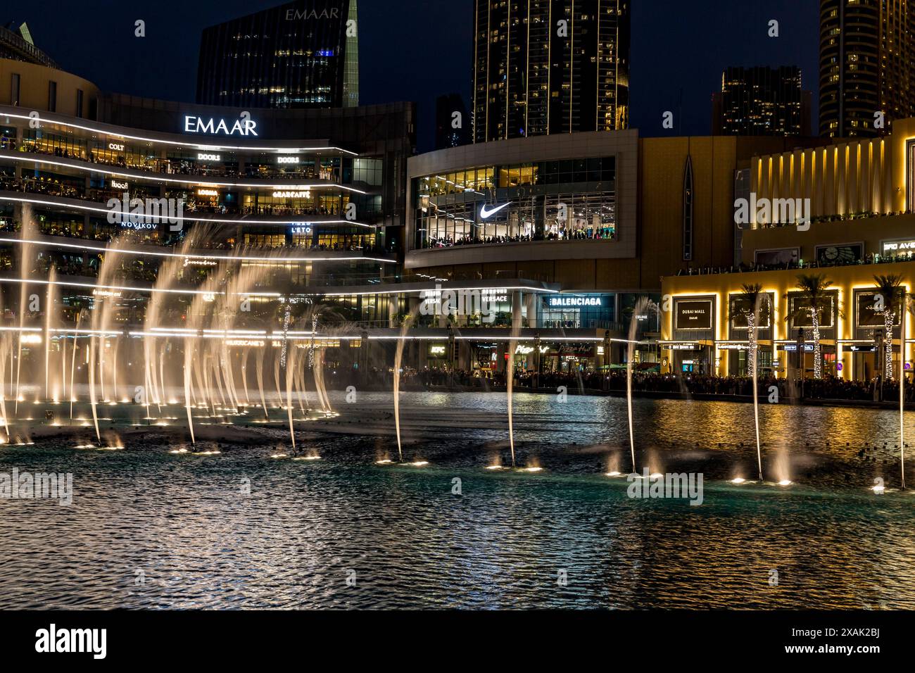 Water features with light and music, Dubai Fountain, Burj Khalifa ...