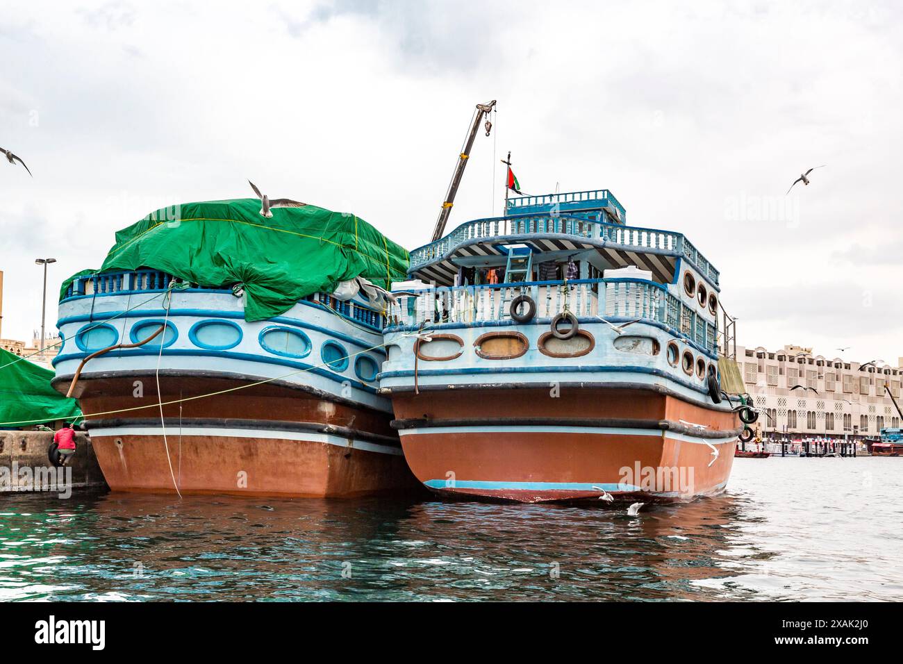 Cargo ship on Dubai Creek, Dubai, United Arab Emirates, Middle East ...