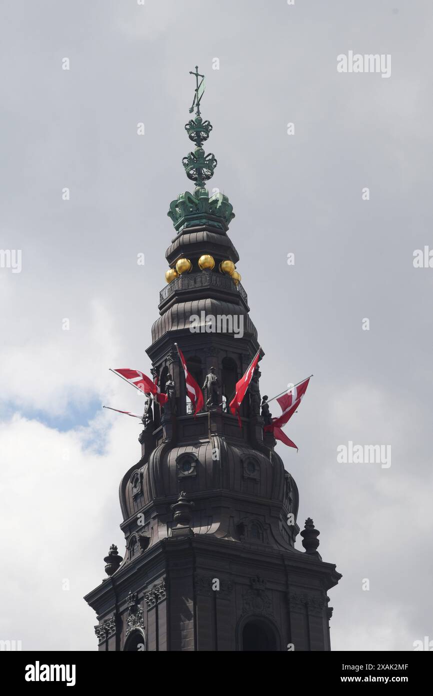 Copenhagen/ Denmark/07 JUNE 2024/Official dannbrog danish flag flying ...