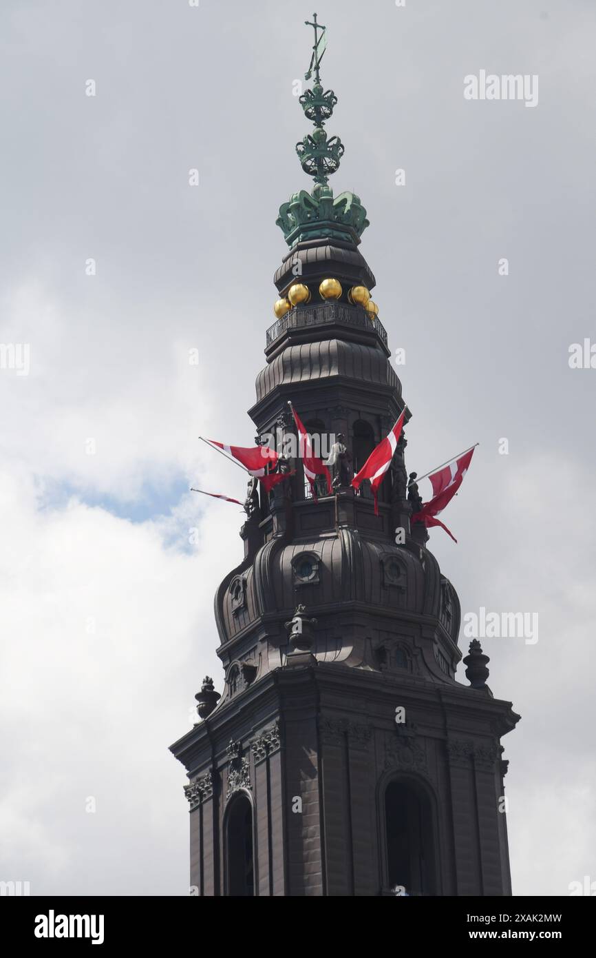 Copenhagen/ Denmark/07 JUNE 2024/Official dannbrog danish flag flying ...