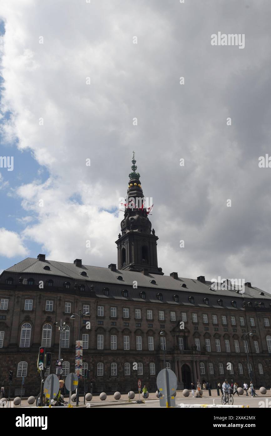 Copenhagen/ Denmark/07 JUNE 2024/Official dannbrog danish flag flying ...