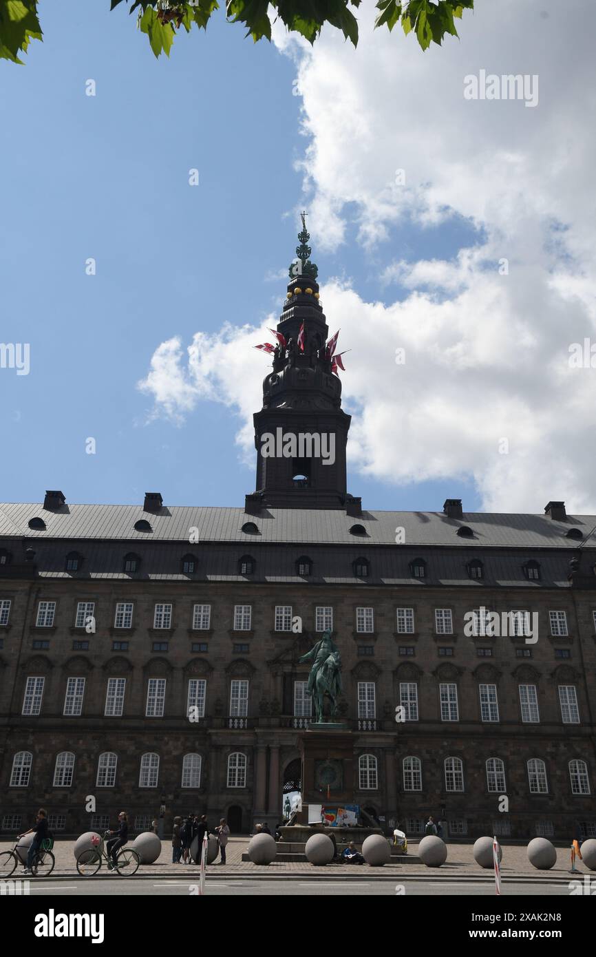 Copenhagen/ Denmark/07 JUNE 2024/Official dannbrog danish flag flying ...