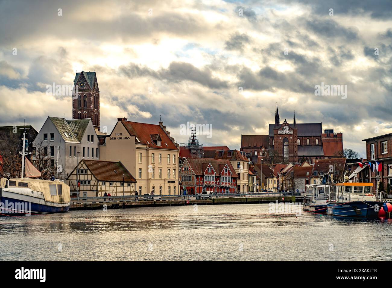 Harbor and the historic old town, Hanseatic city of Wismar, Mecklenburg ...
