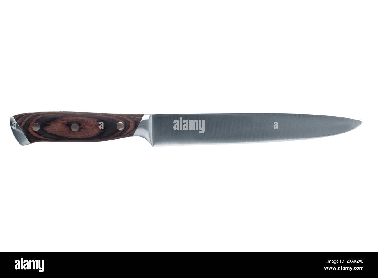 Large kitchen knife with wooden handle isolated on white background ...