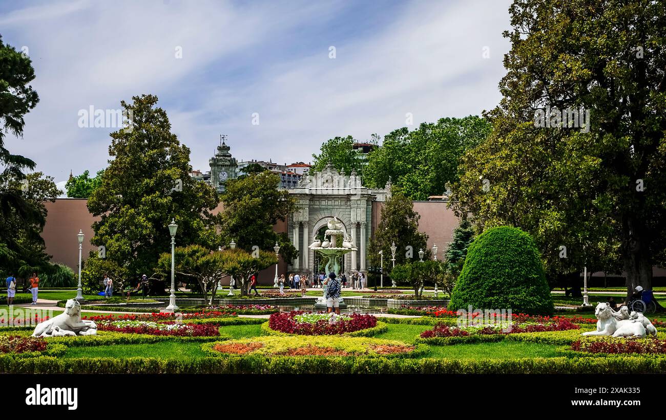 the spectacular colorful gardens of Istanbul's Dolmabahce Palace. At ...