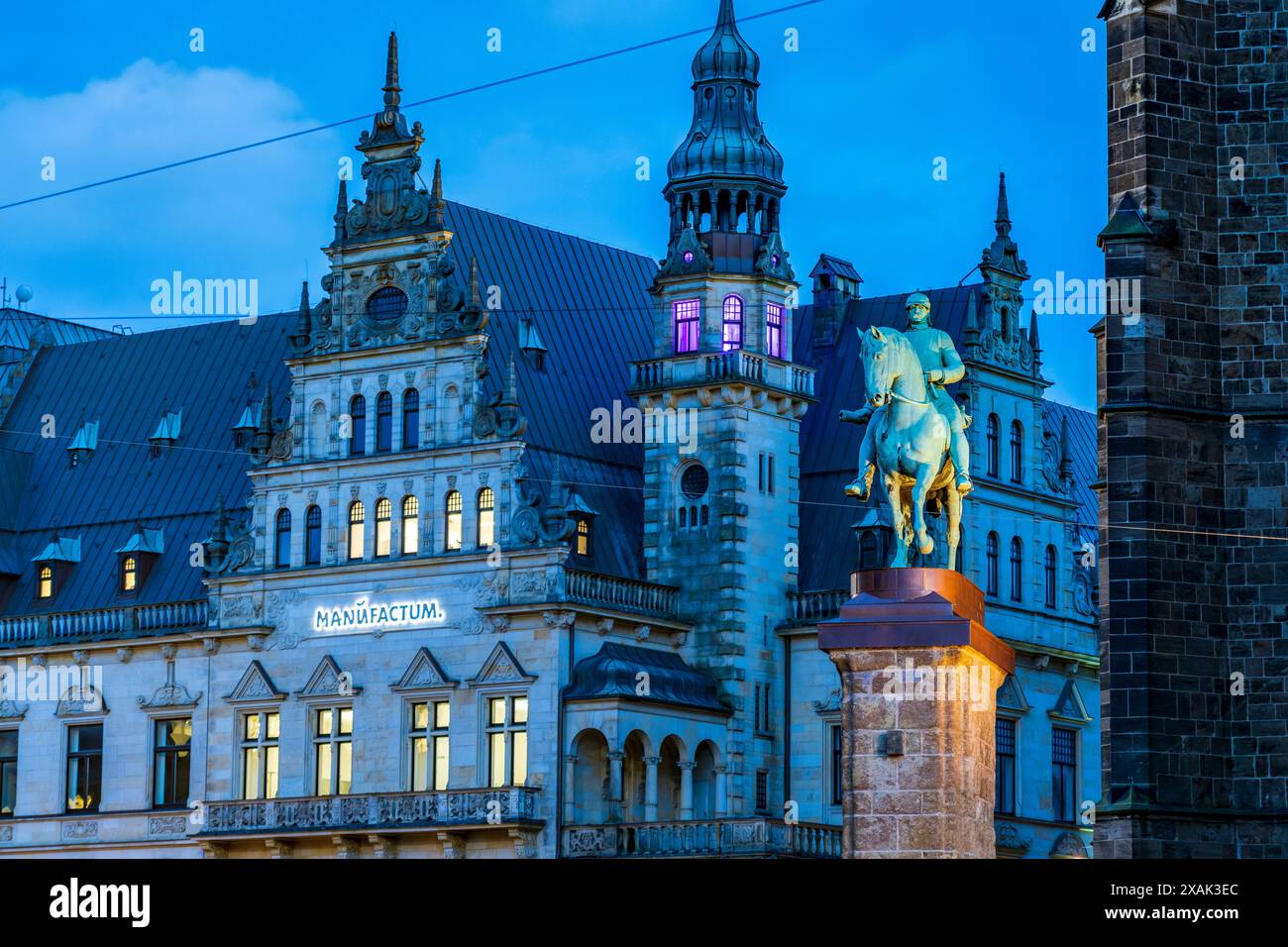 The Bismarck monument at Bremen Cathedral and Manufactum building at ...